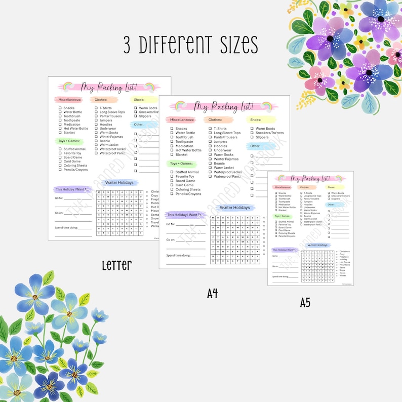 Printable Kids Winter Packing List, Kids Travel Packing List, Child ...