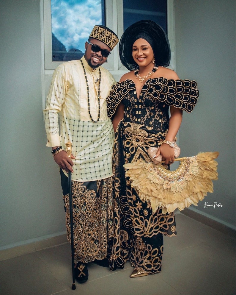 Delta Traditional Wedding Attire, Beaded Indian George Outfit for Bride ...