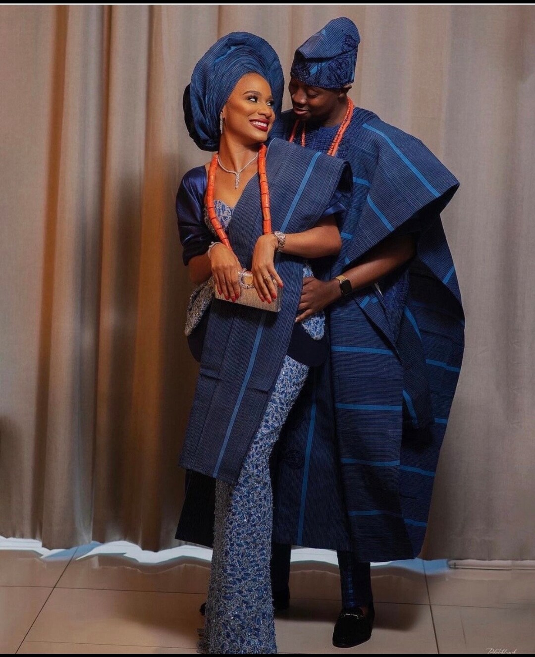 Cute Unique Aso Oke Traditional Complete Couple Outfit Etu Nigeria ...