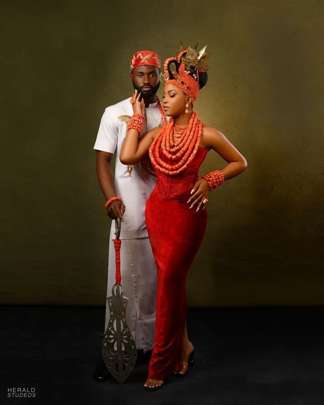 Edo Wedding Attire, Edo Couple Traditional Wedding Attire, African ...