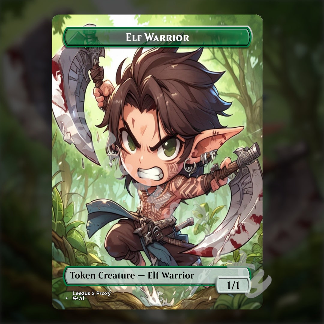 Full Art Foil Chibi Elf Warrior Tokens Premium Hand-made MTG Tokens - Etsy