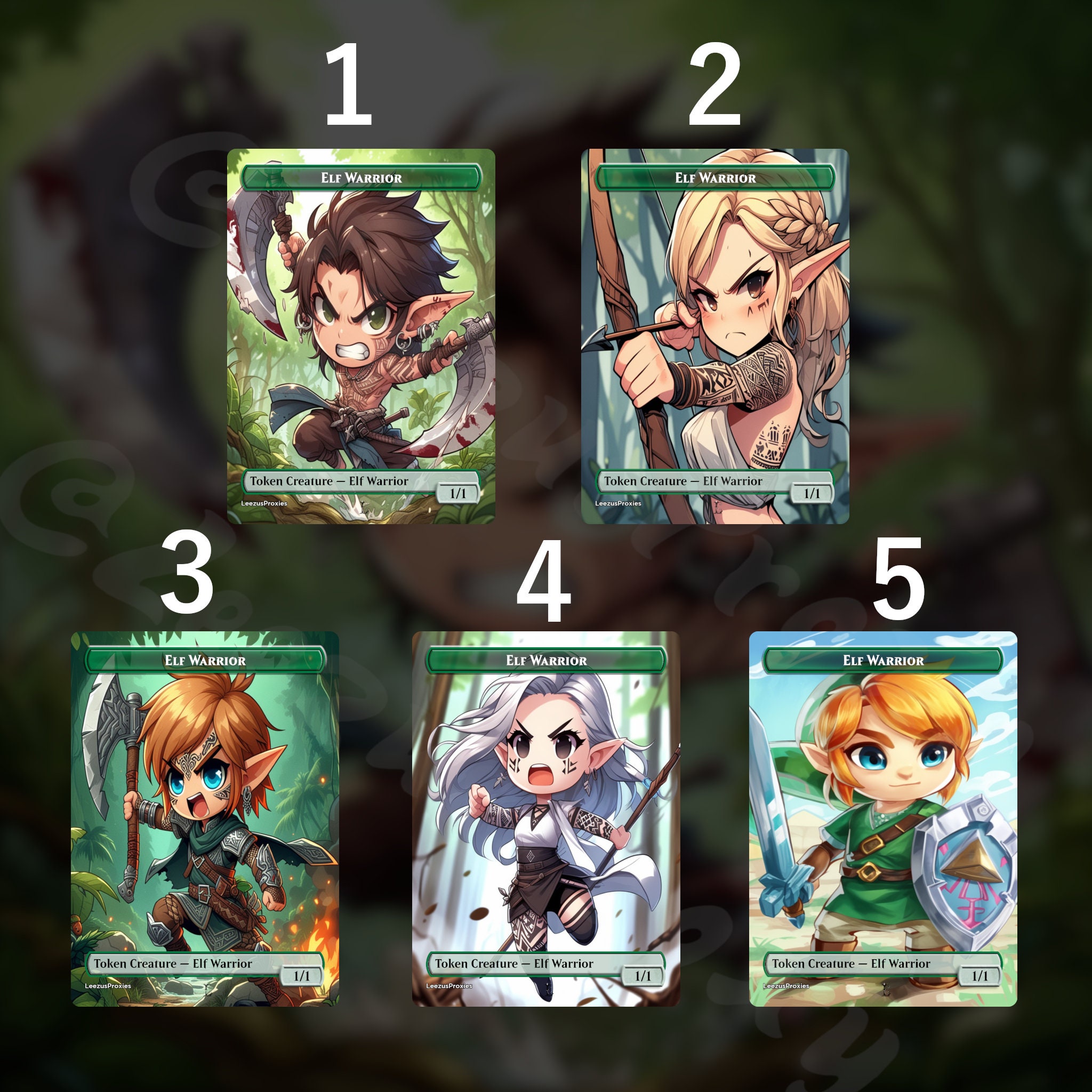 Full Art Foil Chibi Elf Warrior Tokens | Premium Hand-made MTG Tokens ...