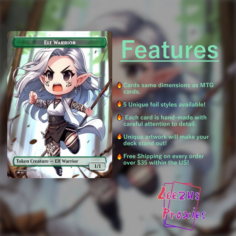 Full Art Foil Chibi Elf Warrior Tokens Premium Hand-made MTG Tokens - Etsy