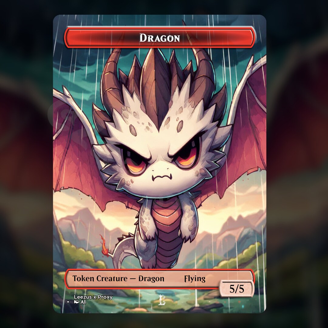 Full Art Foil Chibi Dragon Tokens Premium Hand-made MTG Tokens - Etsy