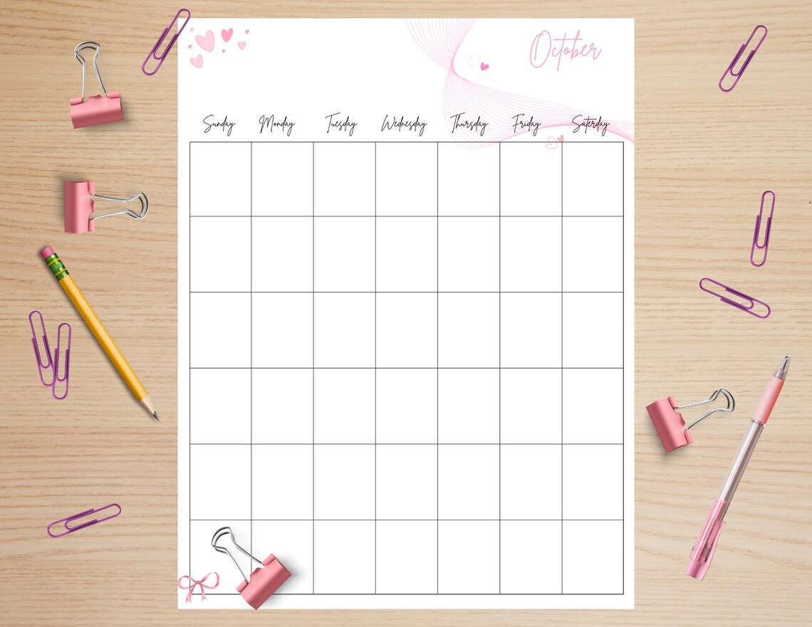Monthly Calender Printout, Digital, PDF, Simple Calender, Minimalistic ...