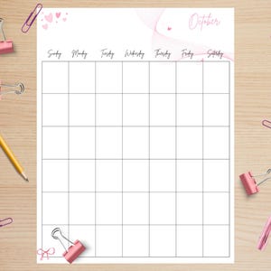 Monthly Calender Printout, Digital, PDF, Simple Calender, Minimalistic ...