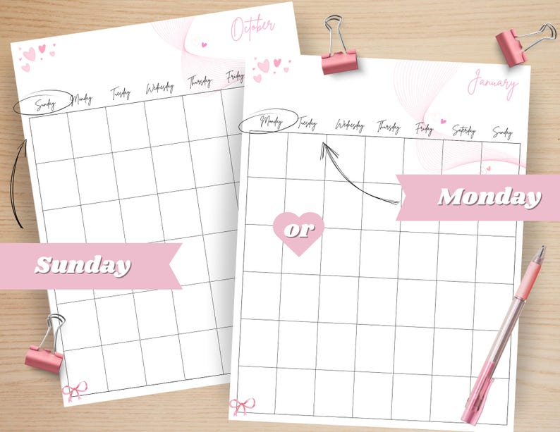 Monthly Calender Printout, Digital, PDF, Simple Calender, Minimalistic ...