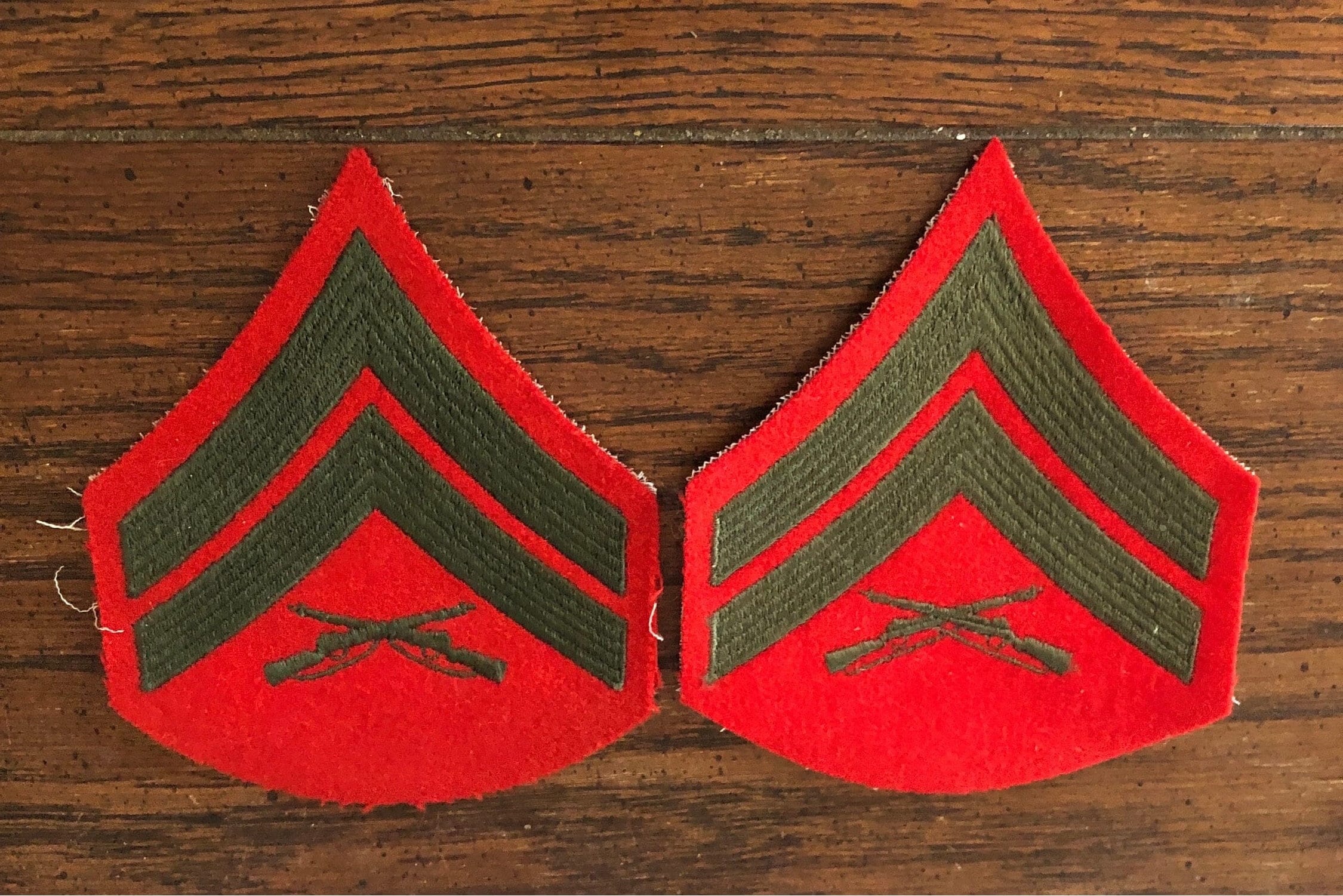 One Pair. of USMC Olive on Scarlet Corporal Insignia Patches - Etsy