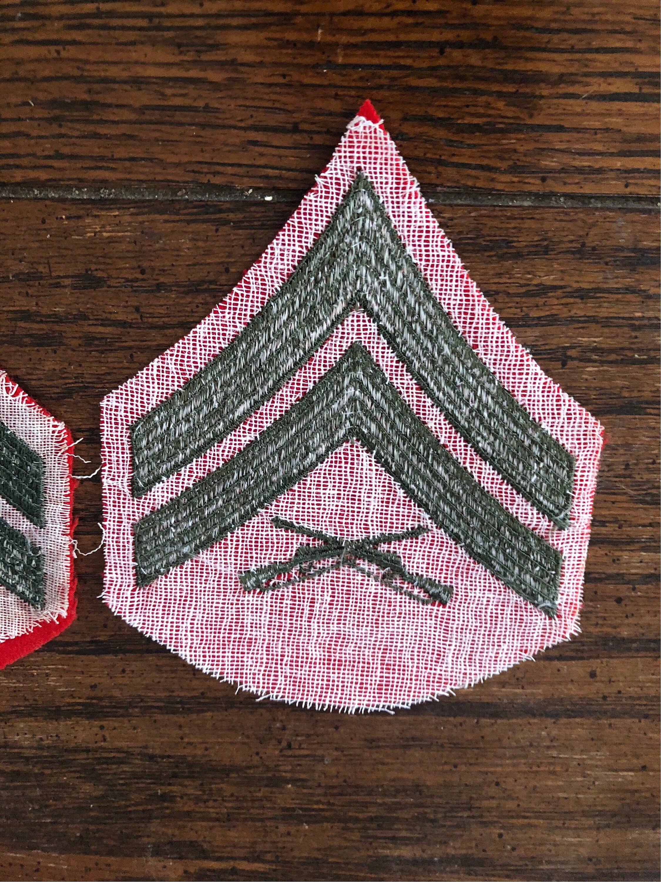 One Pair. of USMC Olive on Scarlet Corporal Insignia Patches - Etsy