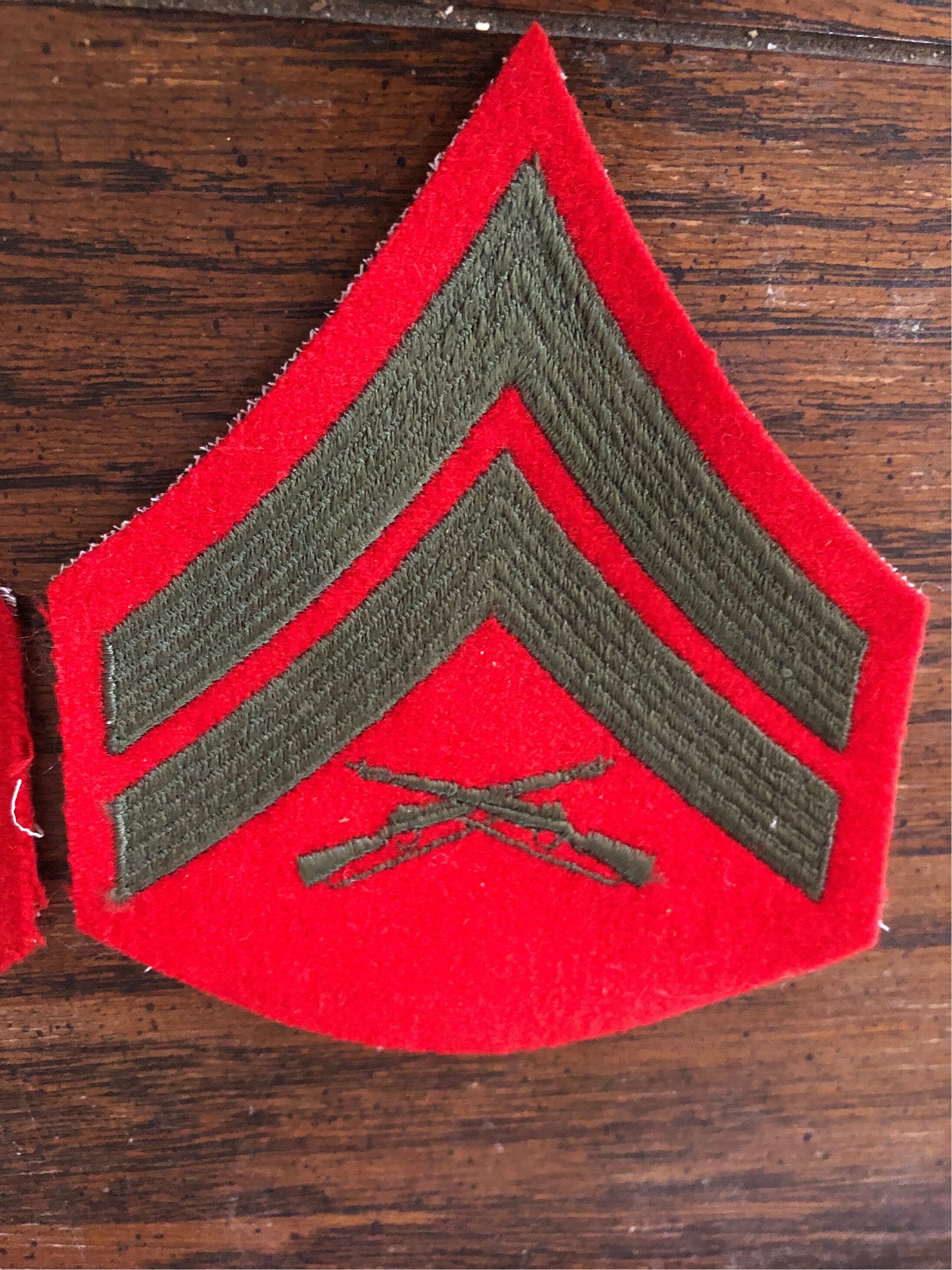 One Pair. of USMC Olive on Scarlet Corporal Insignia Patches - Etsy