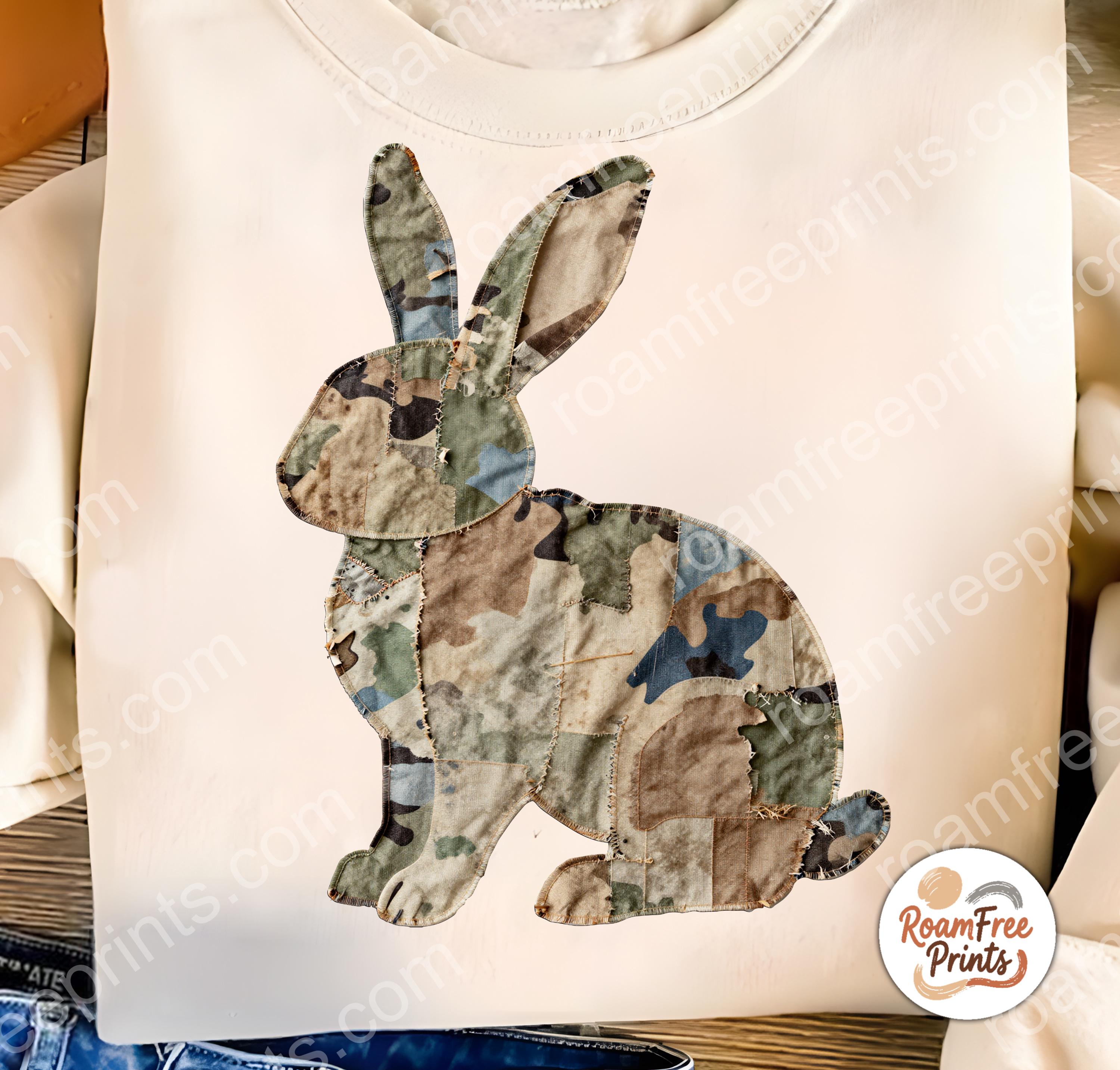 Camouflage Bunny PNG, Camo Easter Png, Bunny Faux Patchwork Png, Bunny ...