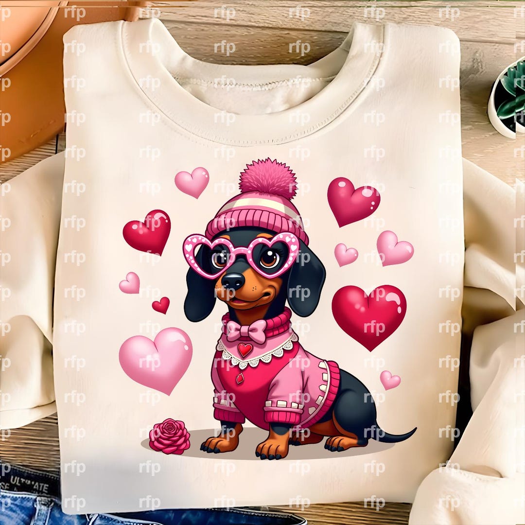 Valentine Dachshund Dog, Sausage Dog Png, Valentine's Day Dog Mom Png ...