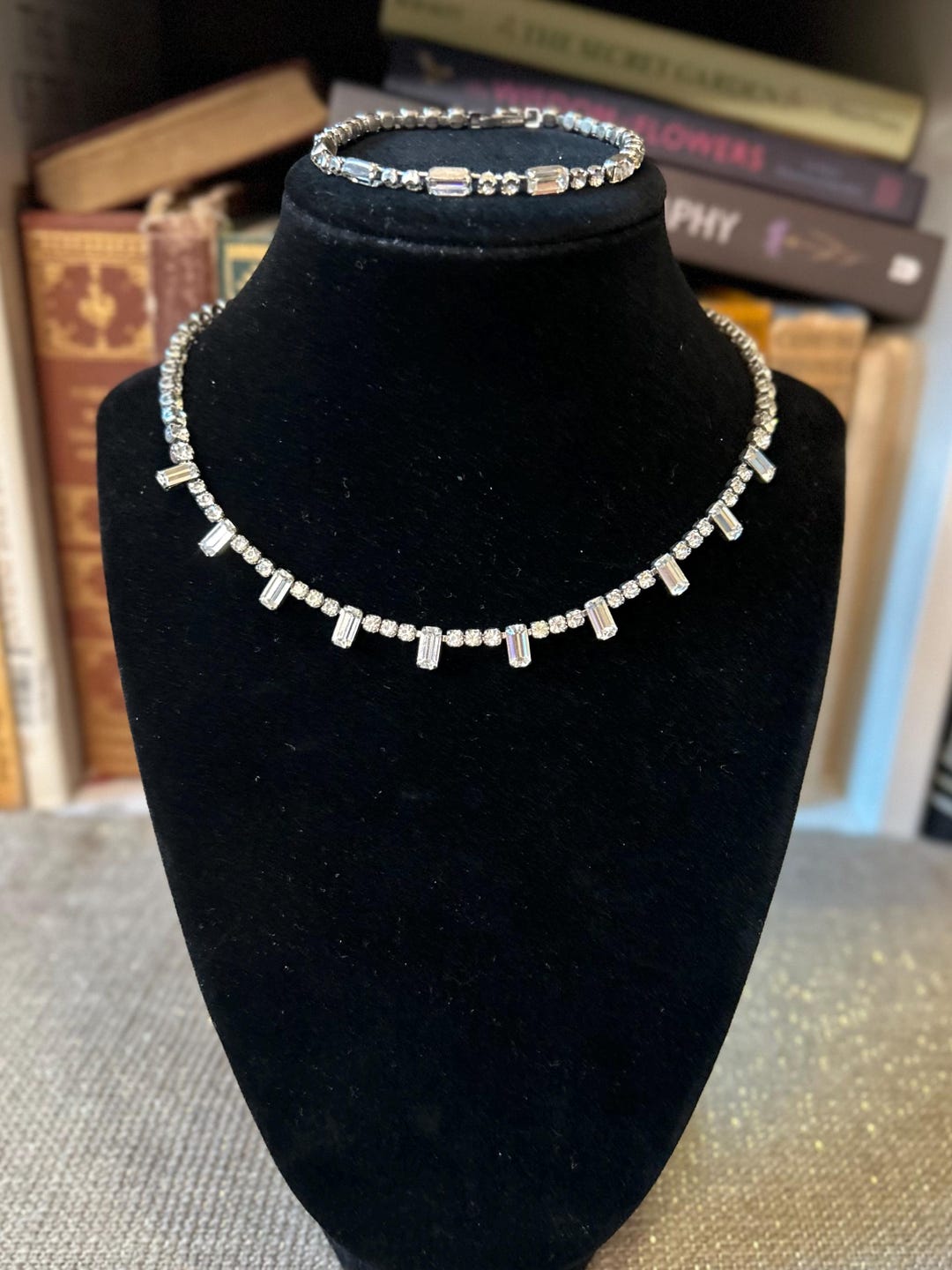 1950s Rhinestone Necklace Bracelet and Earrings Set - Etsy