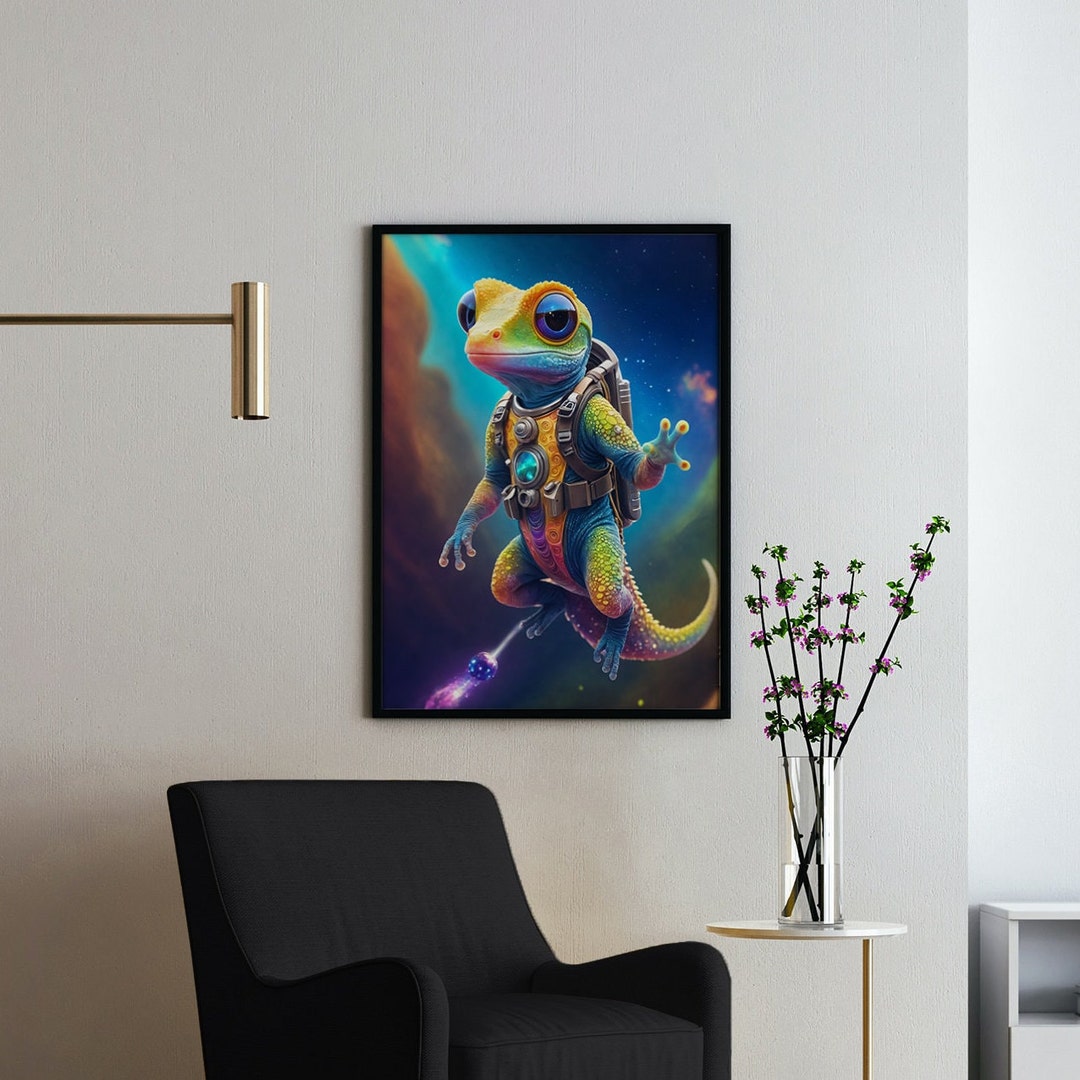 Gecko in Space / Abstract Art / Wall Decor / Digital Print - Etsy