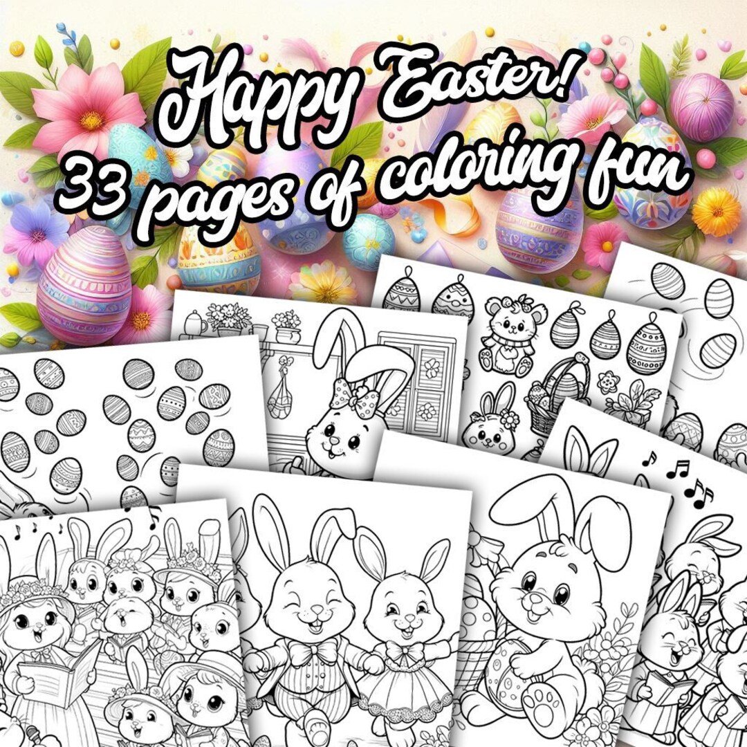 Easter Coloring Pages - 33 Pages - Print at Home - Digital - Etsy