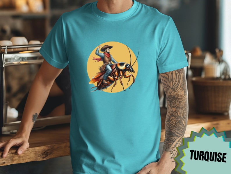 Cockroach Cowboy Shirt Rodeo Graphic Tee Gift for Entomologist Bug ...