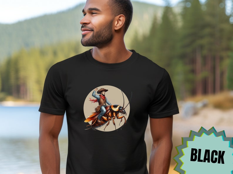 Cockroach Cowboy Shirt Rodeo Graphic Tee Gift for Entomologist Bug ...