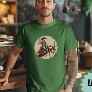 Cockroach Cowboy Shirt Rodeo Graphic Tee Gift for Entomologist Bug ...