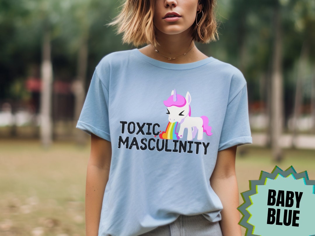 Toxic Masculinity Vomiting Unicorn Tshirt Funny Feminist Gift Rainbow ...