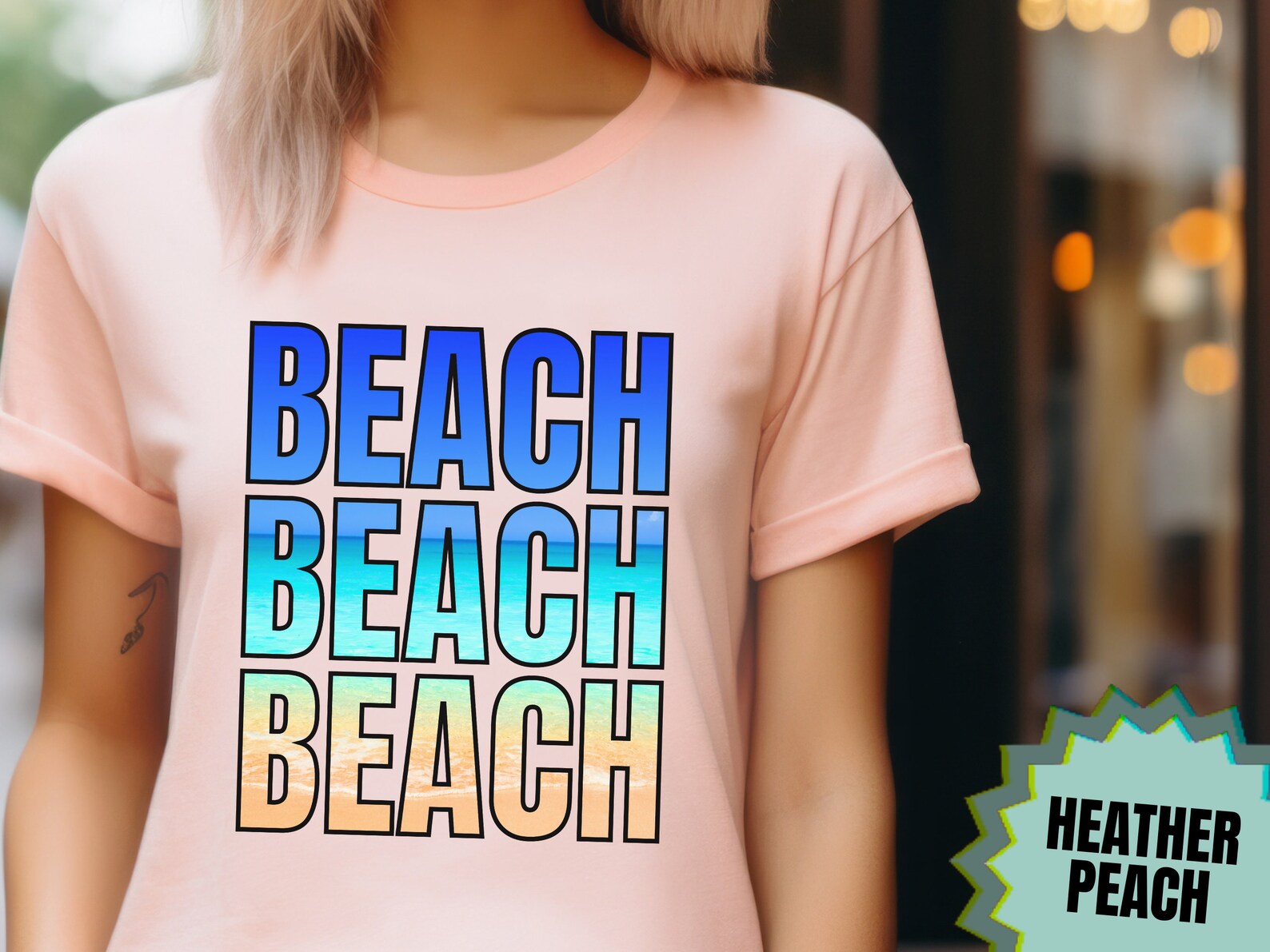 Summer Beach Vacation Vibe Shirt Peaceful Beach Ocean Horizon Gradient ...