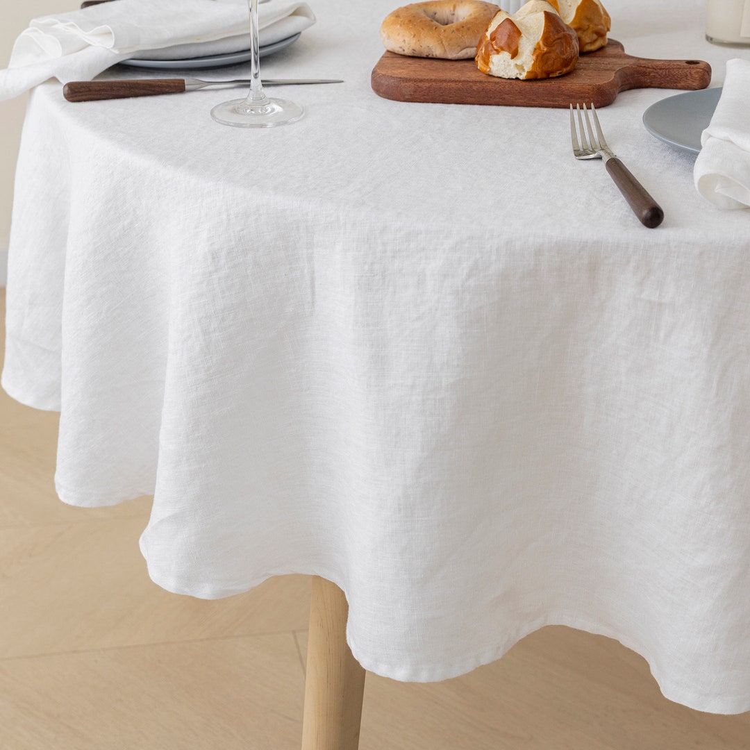 Round 100% Linen Tablecloth, Eco-friendly, Durable Washed Table Linen ...