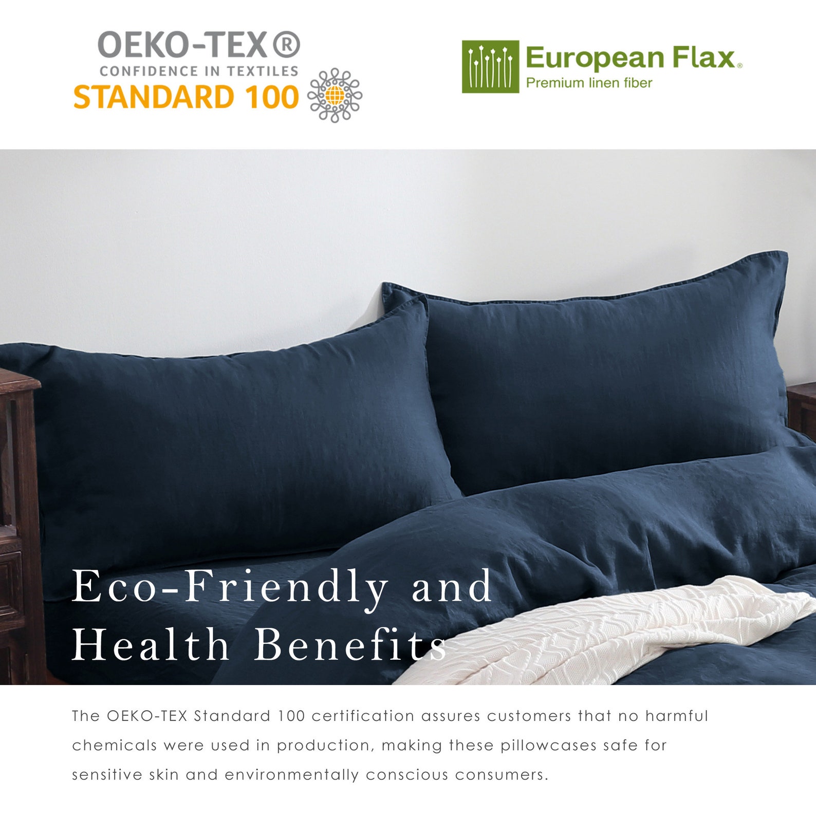 French Linen Pillowcases Ultra-soft Breathable Moisture-wicking Eco ...