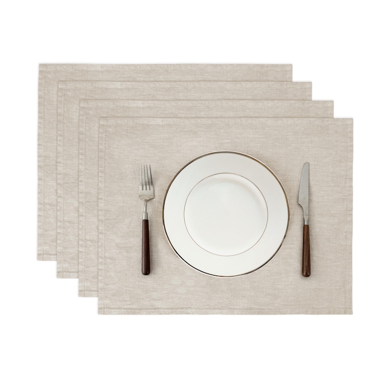 100% Pure Linen Placemats (set of 4) - Natural Eco-friendly Cloth Table ...