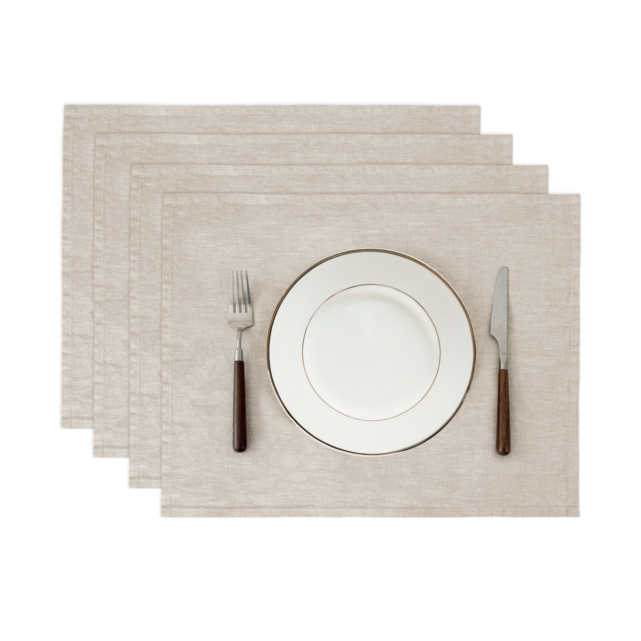 100% Pure Linen Placemats (set of 4) - Natural Eco-friendly Cloth Table ...
