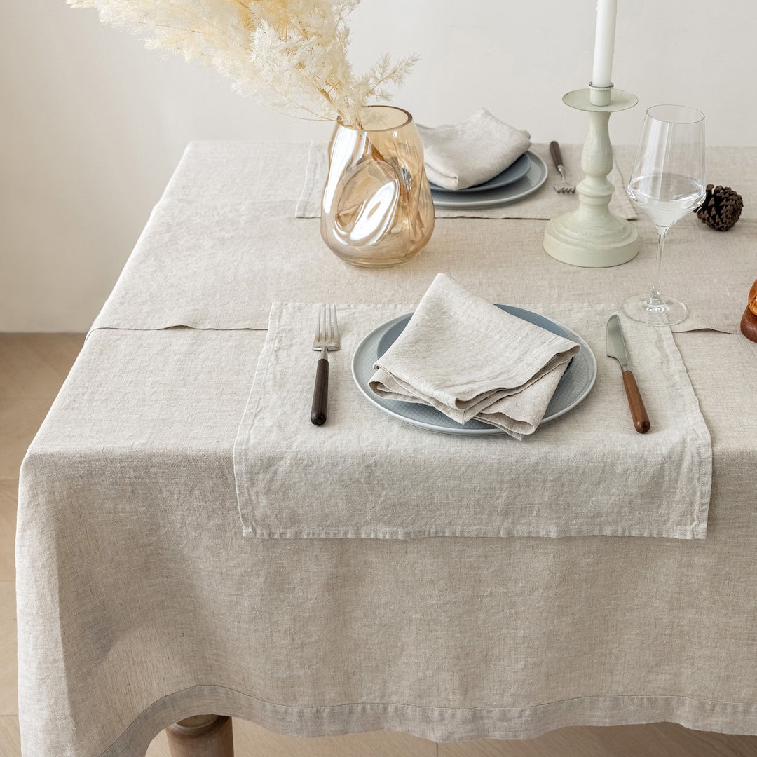 Linen Tablecloth Square 55''55'' Durable, Eco-friendly, 100% Natural ...