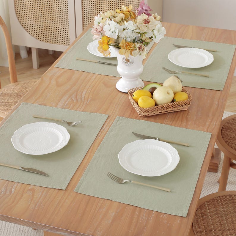 100% Pure Linen Placemats (set of 4) - Natural Eco-friendly Cloth Table ...