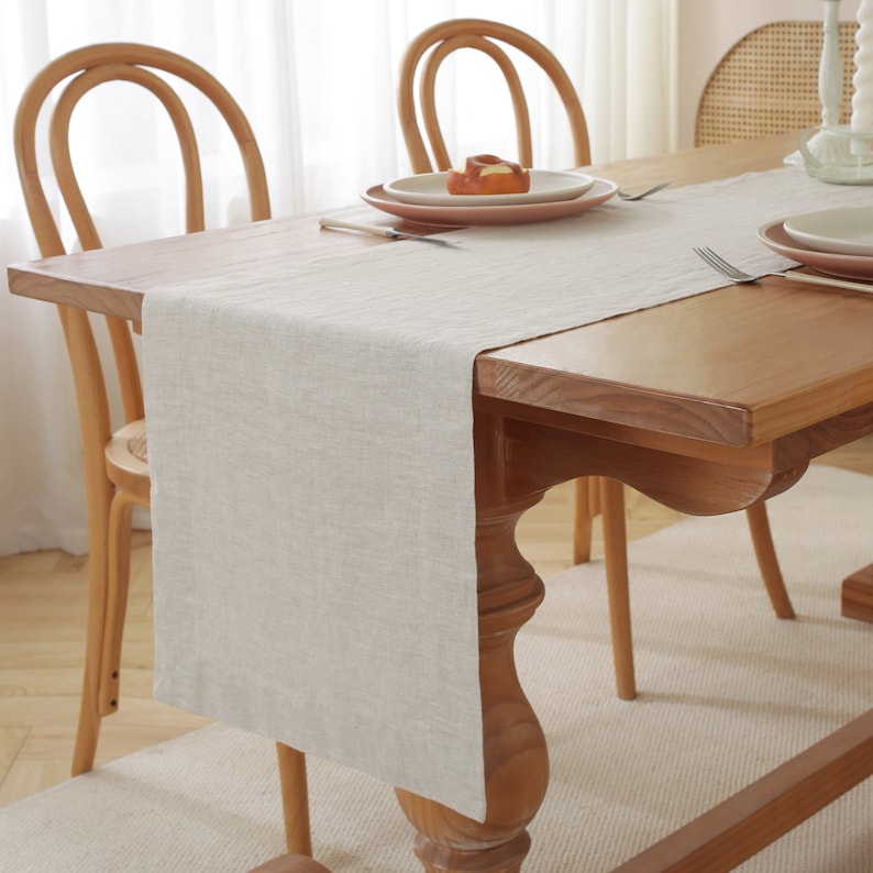 100% Pure Linen Natural Table Runner - Stonewashed French Linen Table ...