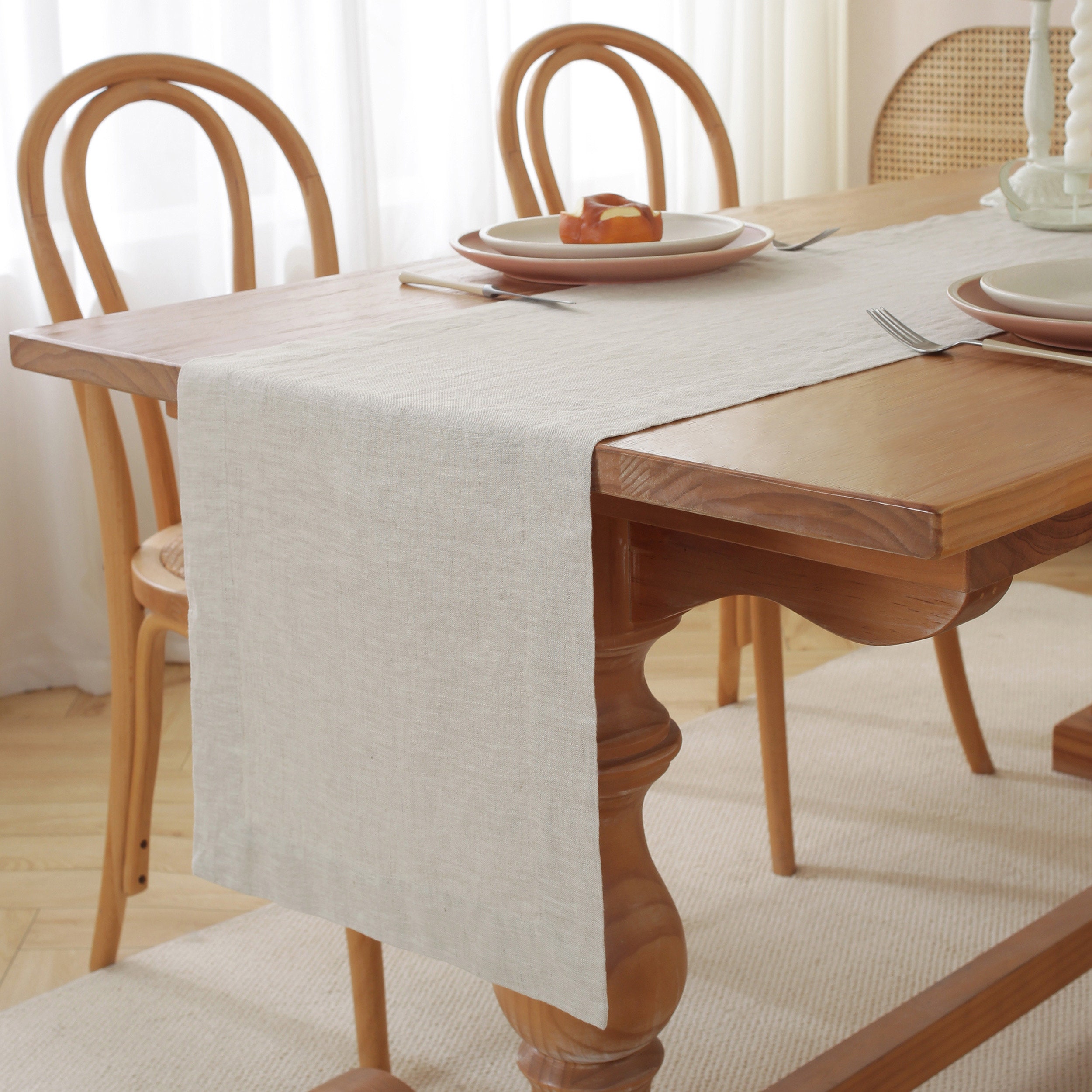 100% Pure Linen Natural Table Runner - Stonewashed French Linen Table ...