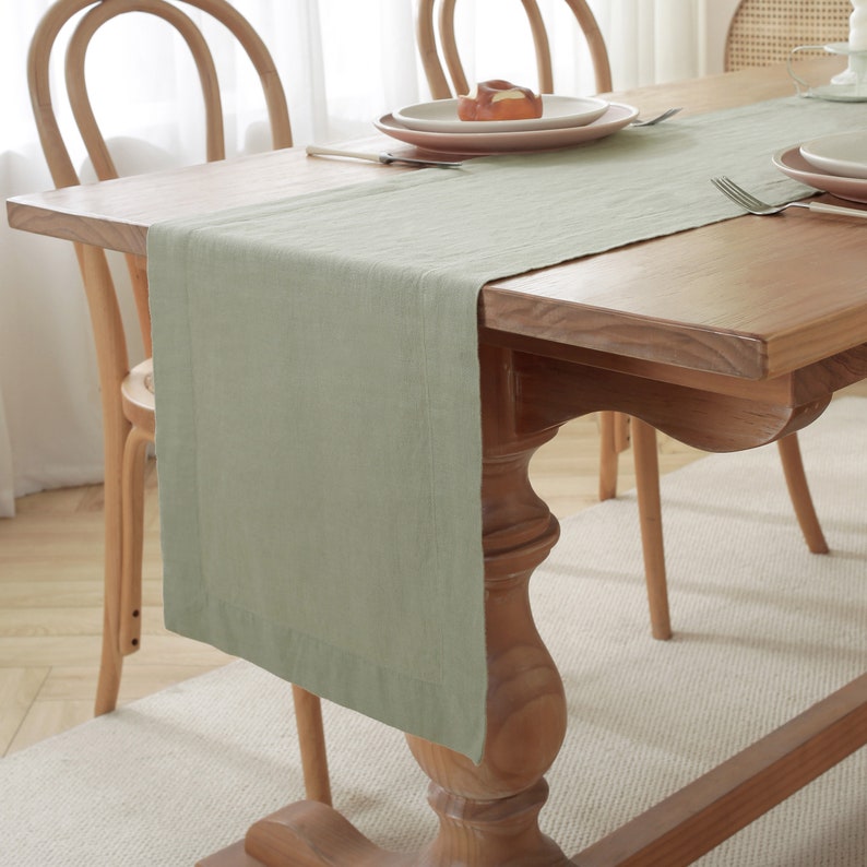 100% Pure French Linen Table Runner - Elegant Design for Dining ...