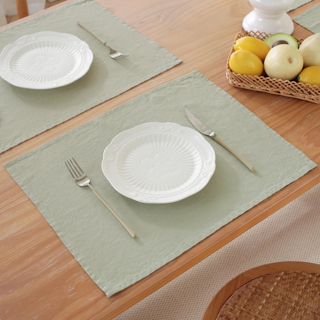 100% Pure Linen Placemats (set of 4) - Natural Eco-friendly Cloth Table ...