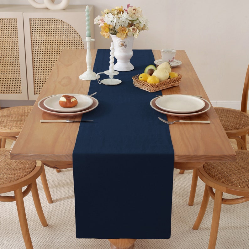100% Pure French Linen Table Runner - Elegant Design for Dining ...