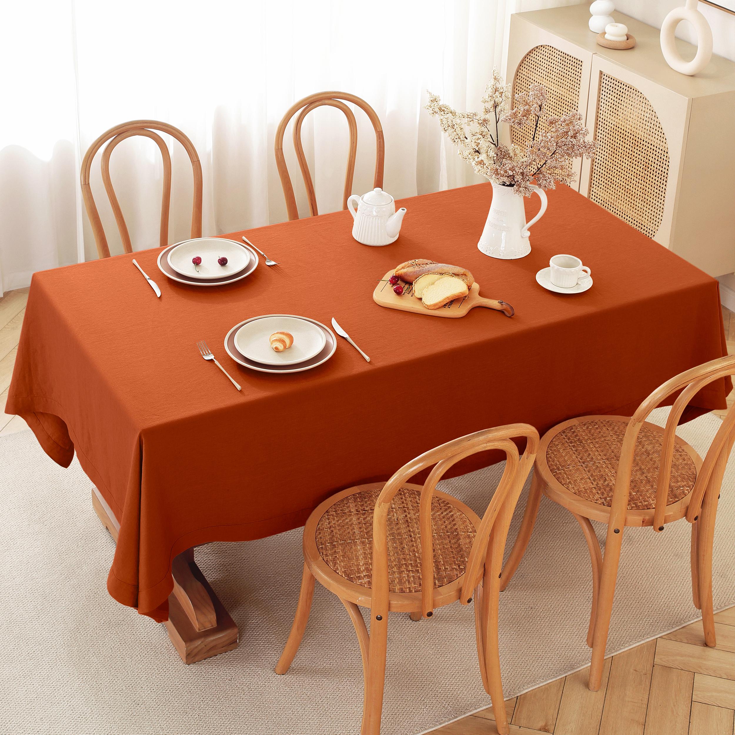 100% Pure Linen Rectangle Tablecloth - Heavy Duty Natural Stonewashed ...