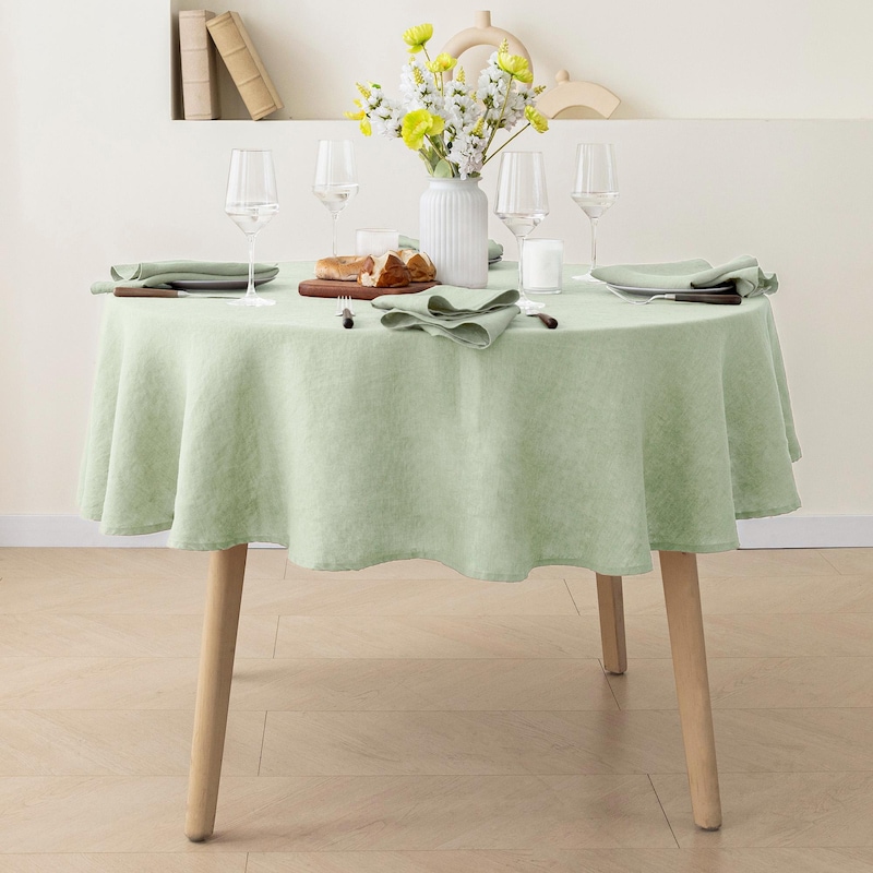 Round Linen Tablecloth - Etsy