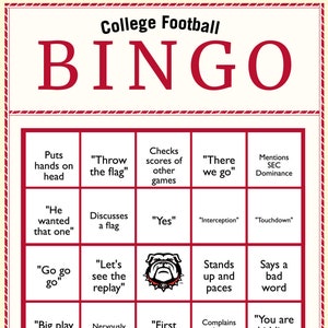University of Georgia Bulldog Bingo Board – Fun Game Day Activity for ...