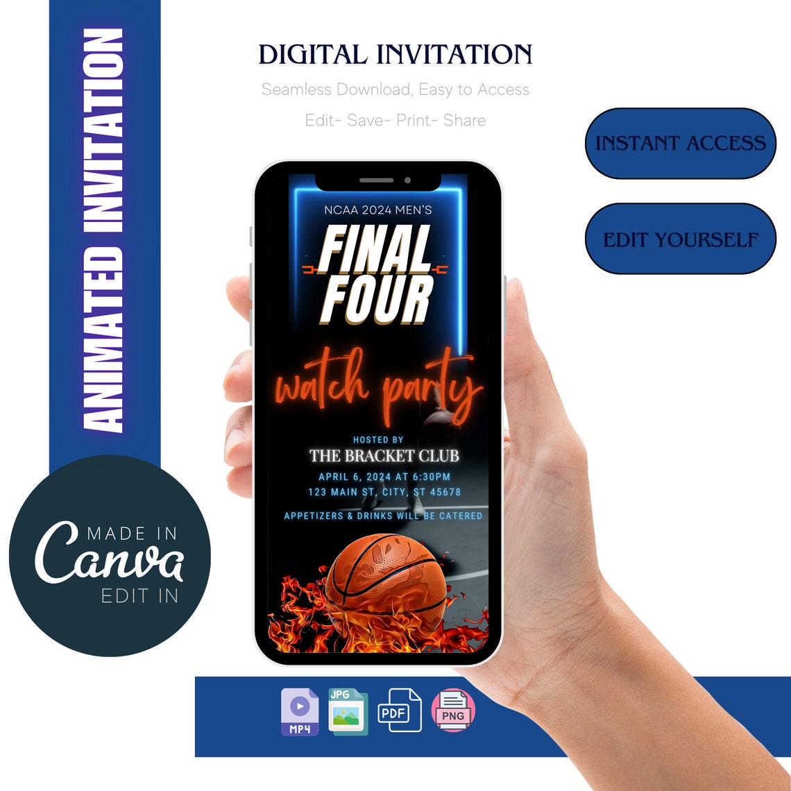 March Madness Final Four Invitation Basketball Theme Party March ...