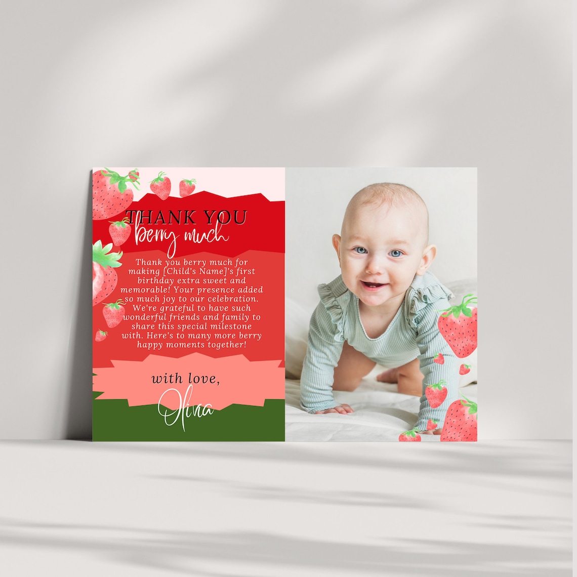 Berry First Birthday Decorations Table Signs Card Strawberry Theme ...