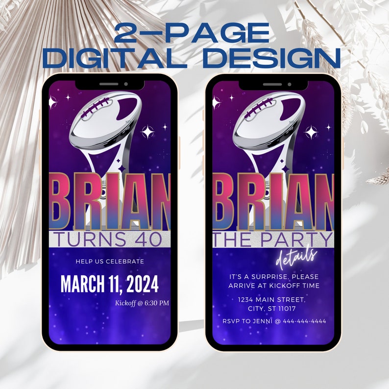 Football Birthday Party | 40th Birthday Invitation | Personalized ...