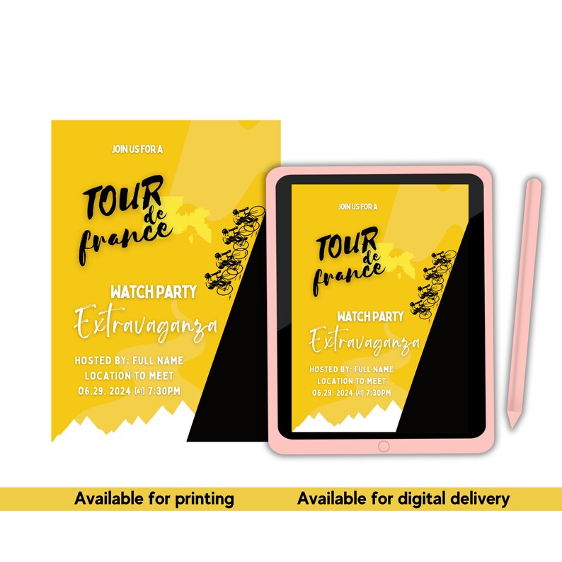 Tour De France Watch Party Invitation | Bicycle Theme (digital Download ...