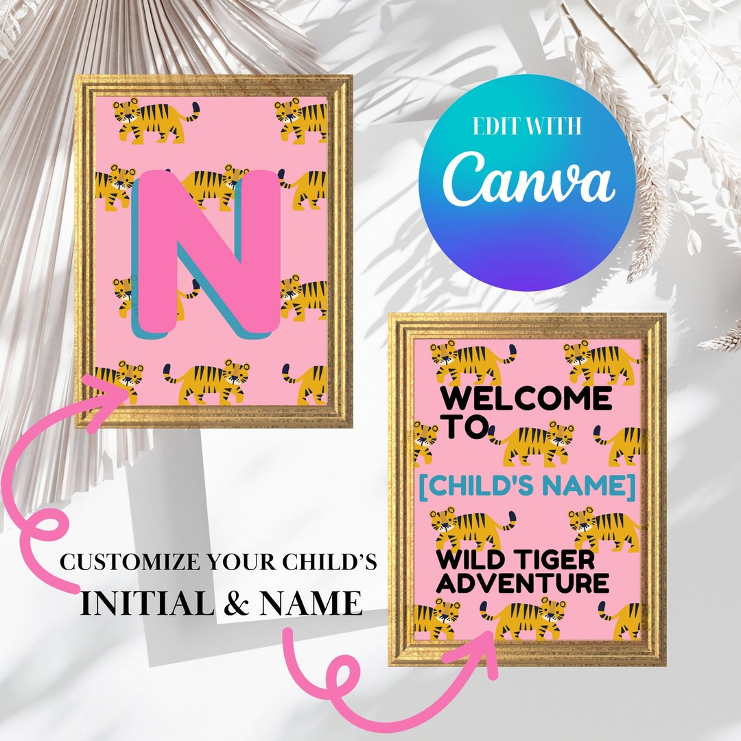 WELCOME Table SIGN Tiger Safari Monogram Printable Food Sign Cute Tiger ...