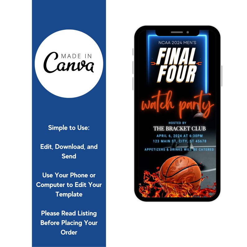 March Madness Final Four Invitation Basketball Theme Party March ...