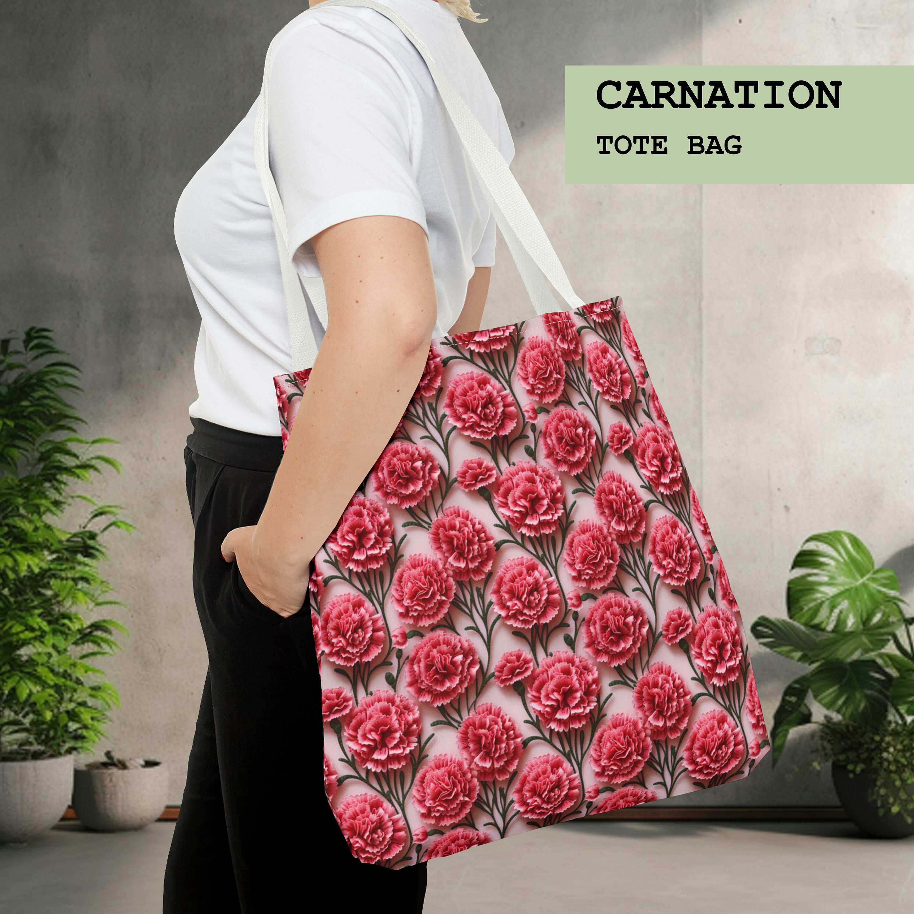 Floral Pattern Tote Bag, Grocery Reusable Bag, Travel Tote Bag ...