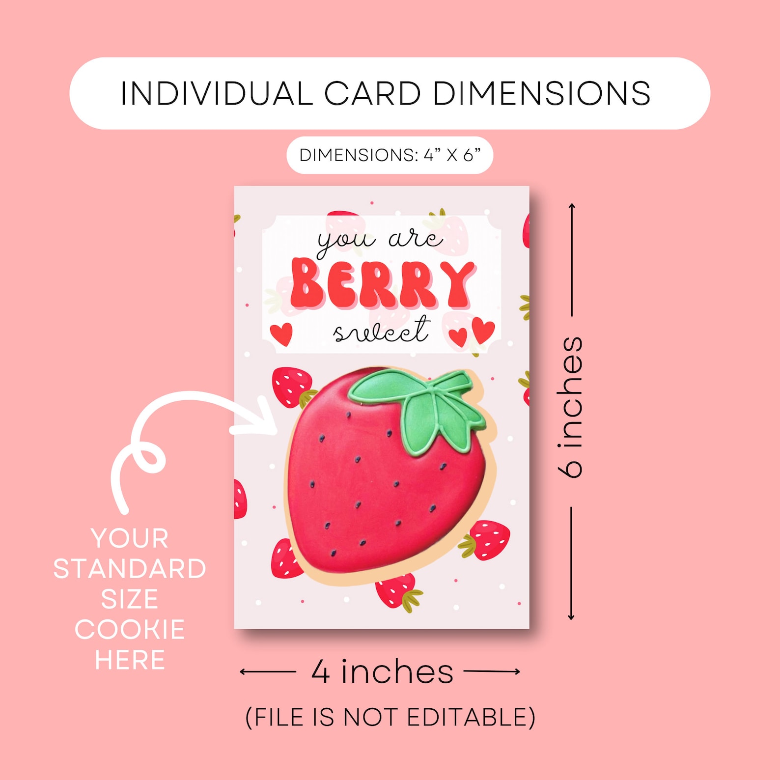 Valentine's Day Cookie Cards, 6 Pack Bundle of Printable Valentines ...