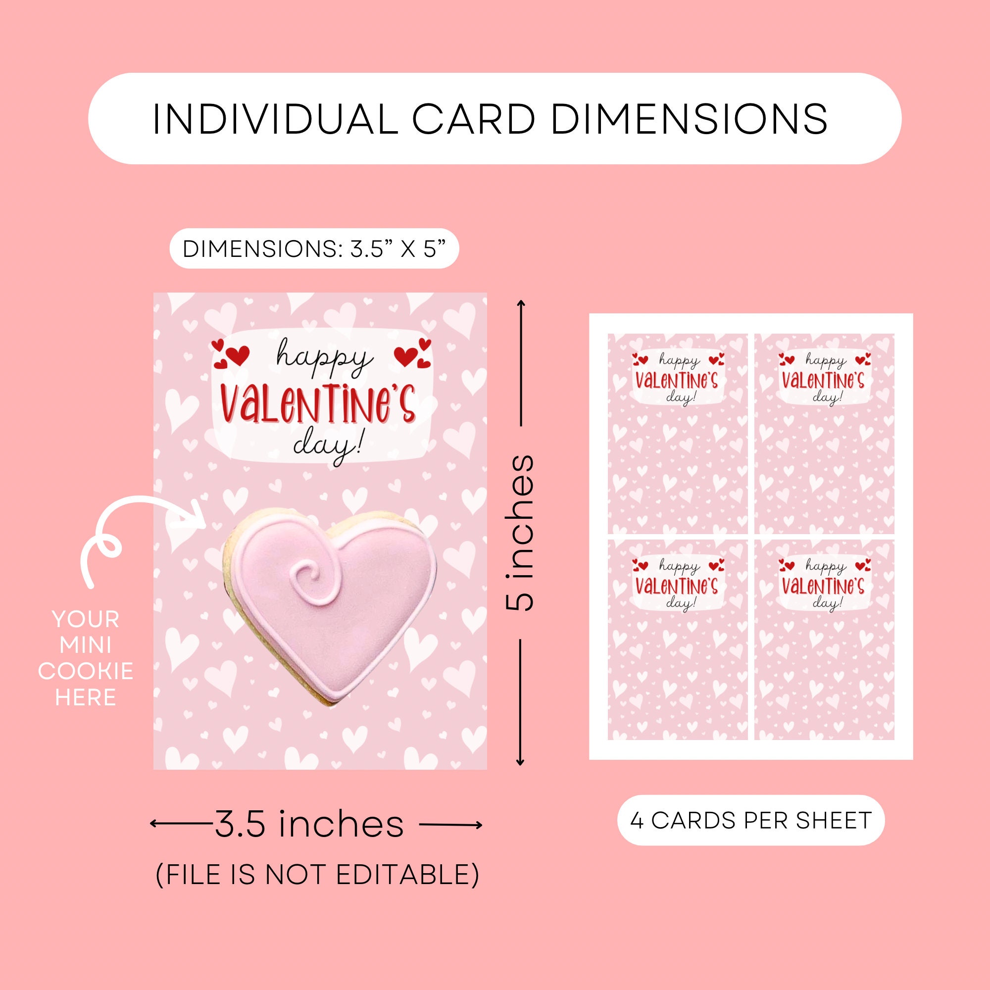 Valentines Mini Cookie Cards, Bundle of 8 Cookie Cards, Valentines ...