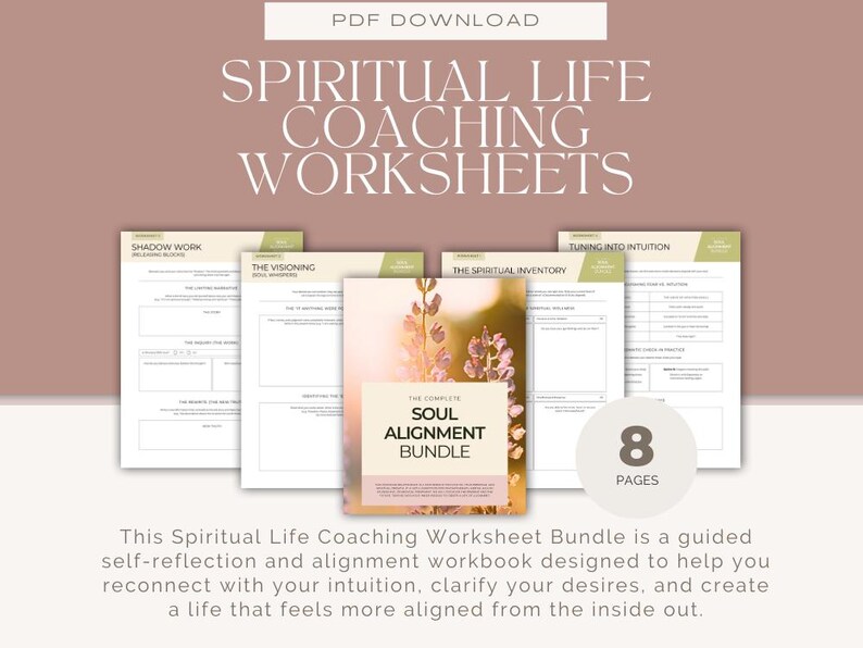 Spiritual Life Coaching Worksheets | Soul Alignment Journal | Intuition ...