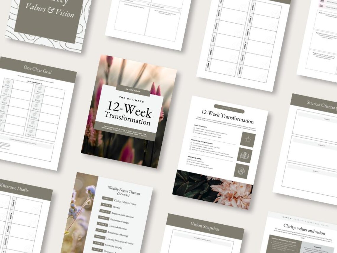12-week Transformation Workbook | Habit Building, Identity Shifts ...