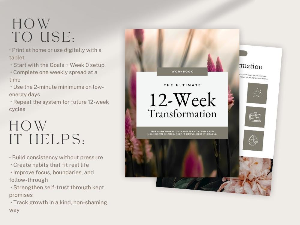 12-week Transformation Workbook | Habit Building, Identity Shifts ...